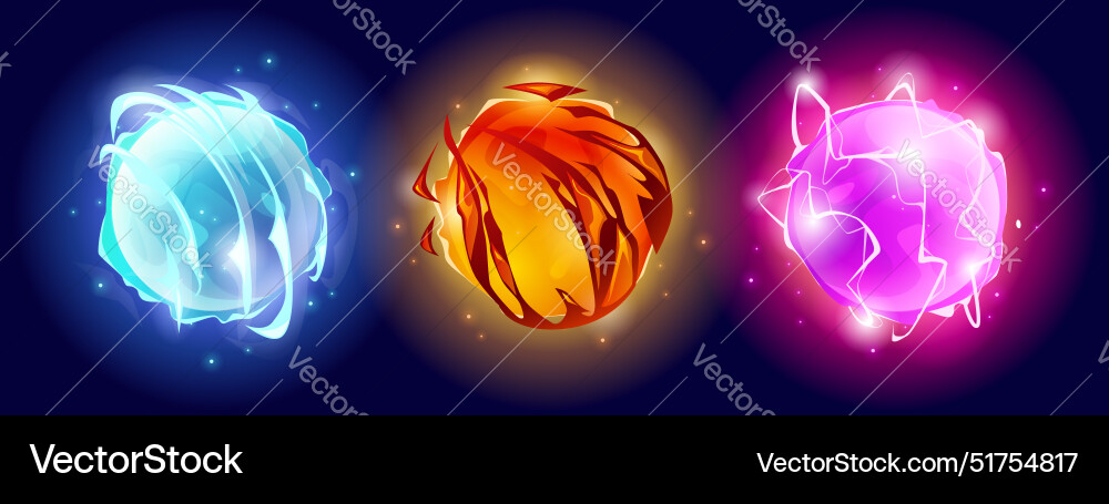 Magic energy ball with fire pink game power orb Vector Image