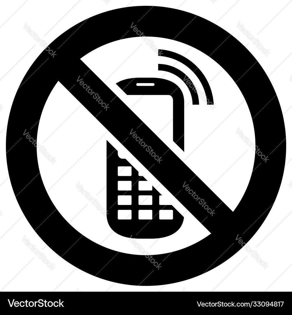 No phone forbidden sign modern round sticker Vector Image