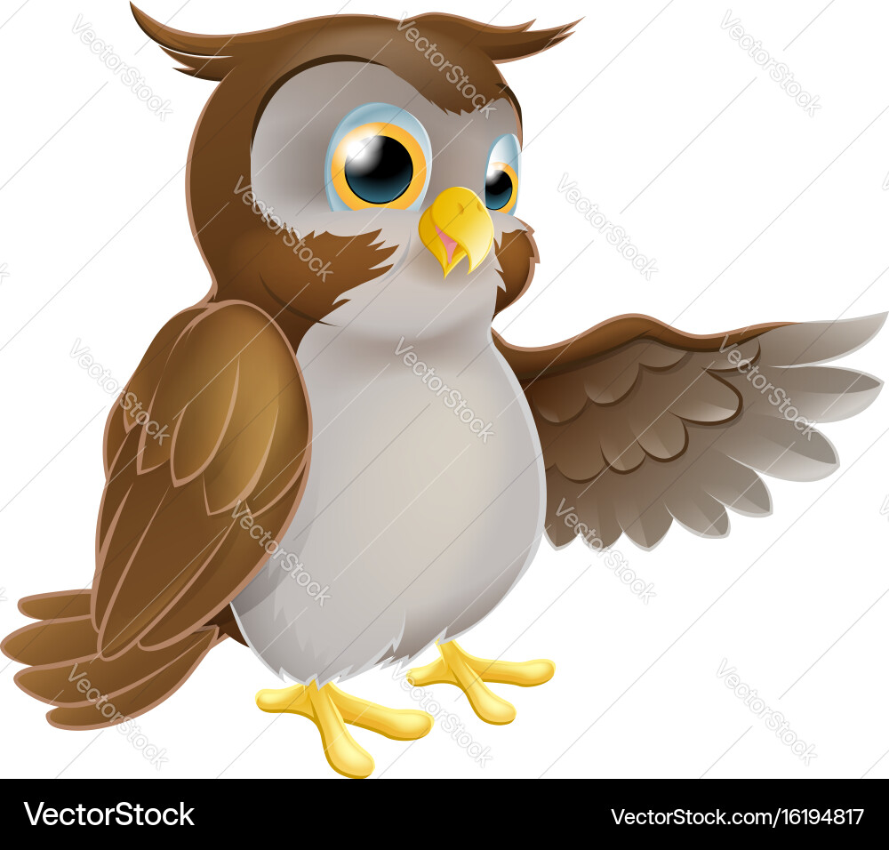 Pointing cartoon owl Royalty Free Vector Image