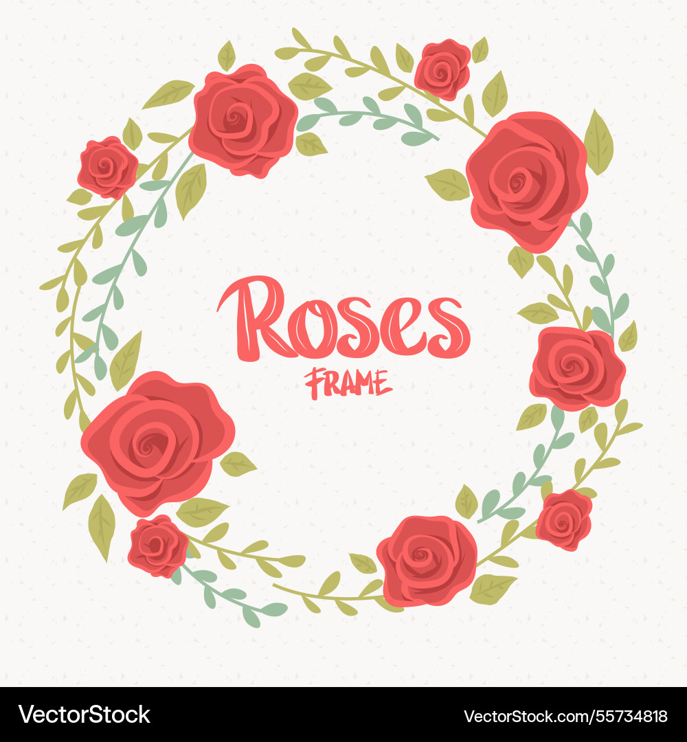 Beautiful round frame with red roses Royalty Free Vector