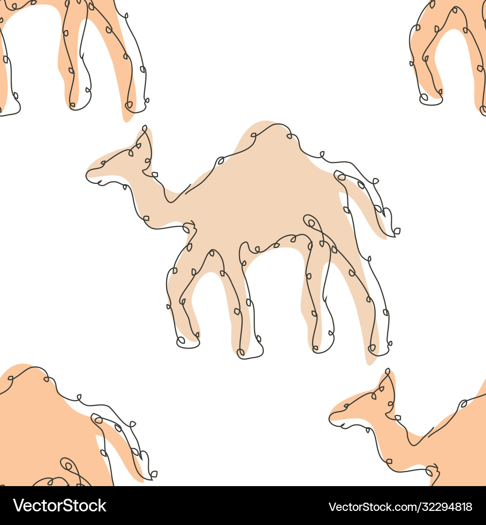 Camel seamless pattern line art Royalty Free Vector Image