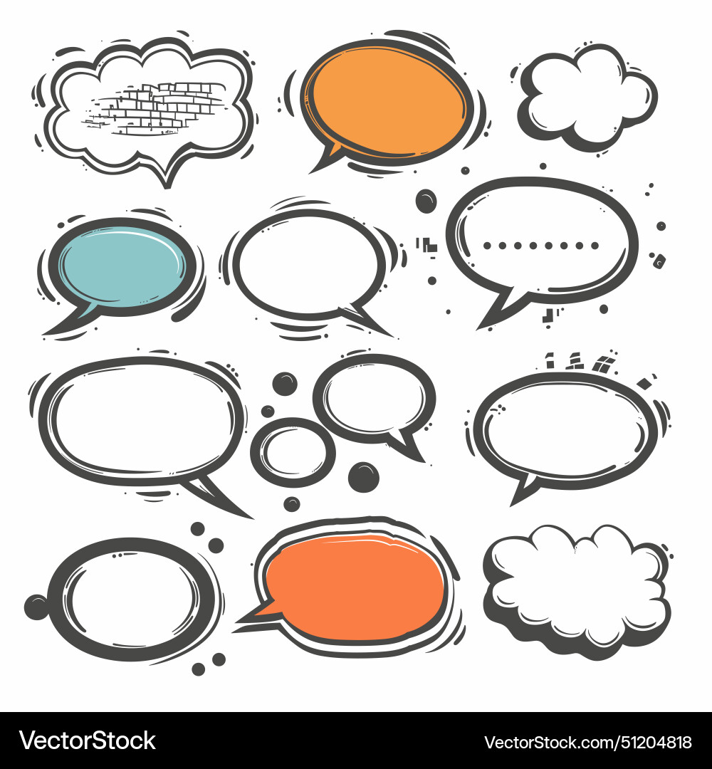 Collection comic book speech bubbles handdrawn Vector Image