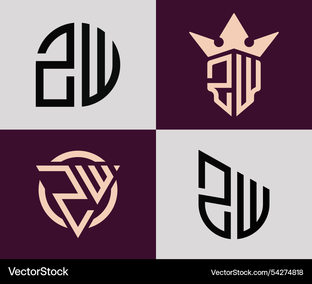 Creative simple initial letters zw logo designs Vector Image
