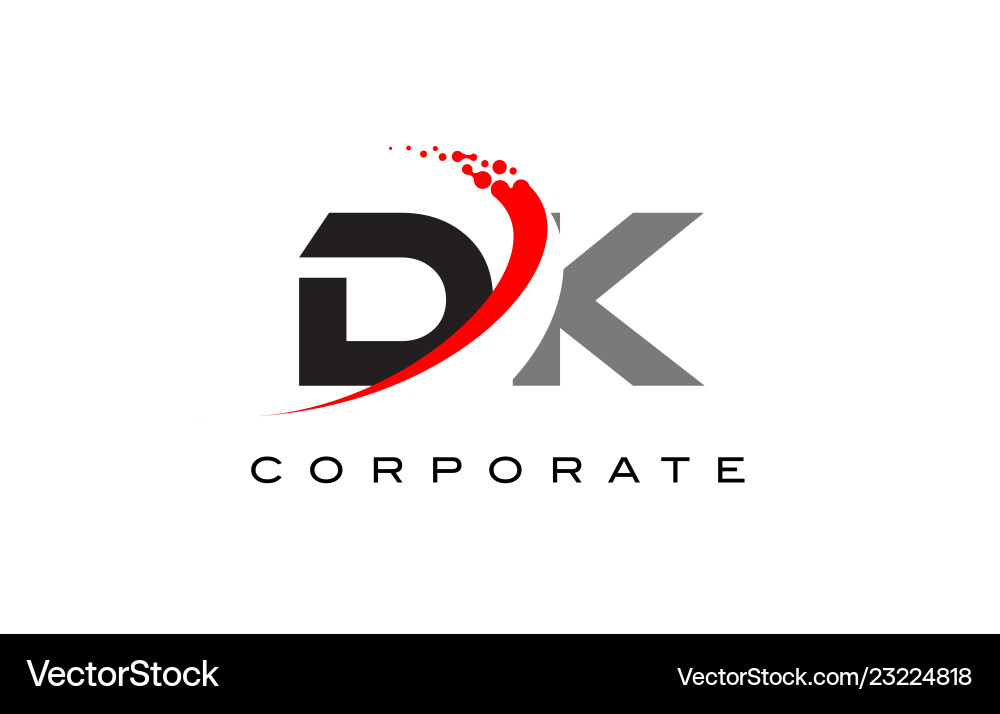 Dk modern letter logo design with swoosh Vector Image