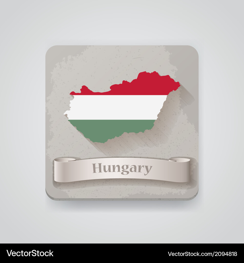 Icon of hungary map with flag Royalty Free Vector Image