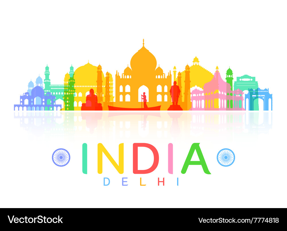 India travel landmarks Royalty Free Vector Image