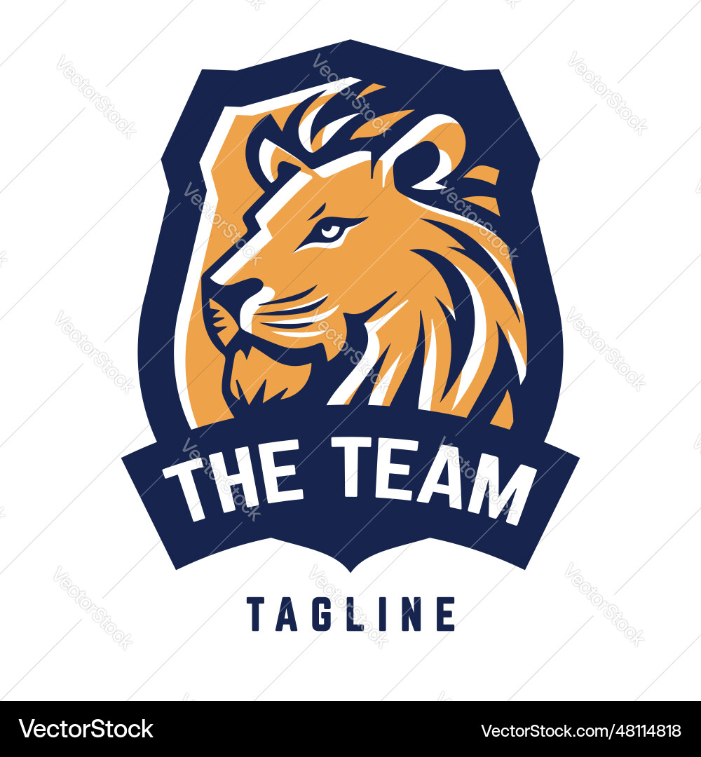 Lion head shield logo esports symbol Royalty Free Vector
