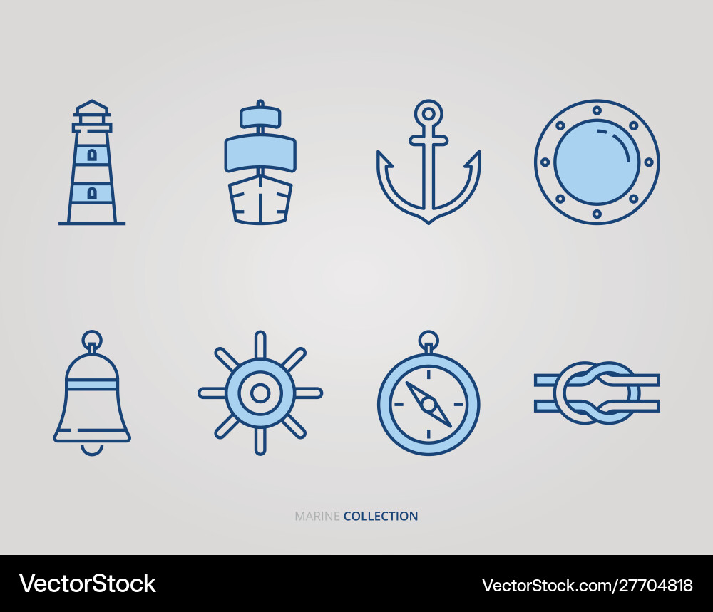 Navigation and ocean icon set Royalty Free Vector Image
