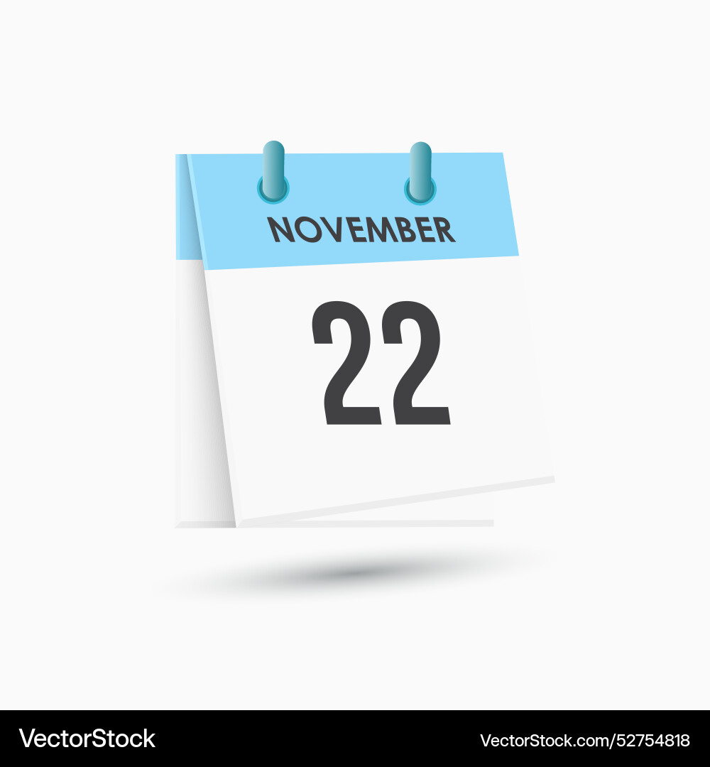 November 22 - calendar and time planner daily Vector Image