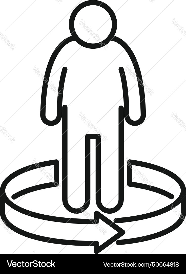 Person start virtual tour icon outline Royalty Free Vector