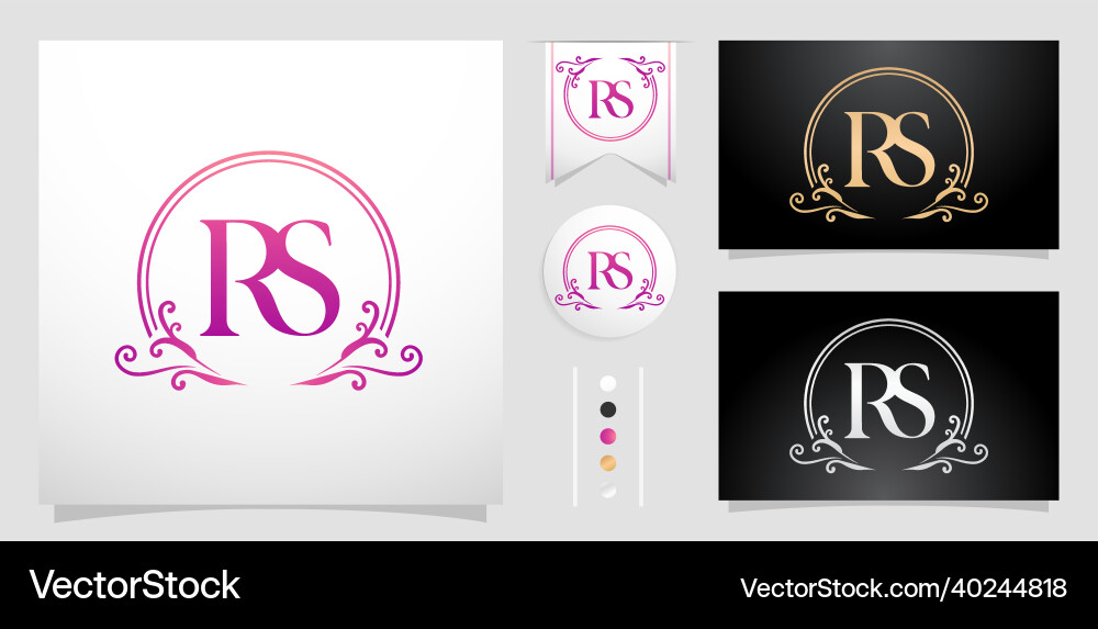 Rs monogram circle frame Royalty Free Vector Image
