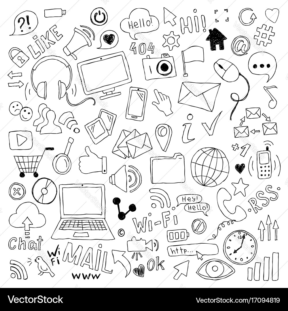 Big set of hand drawn doodle cartoon objects Vector Image