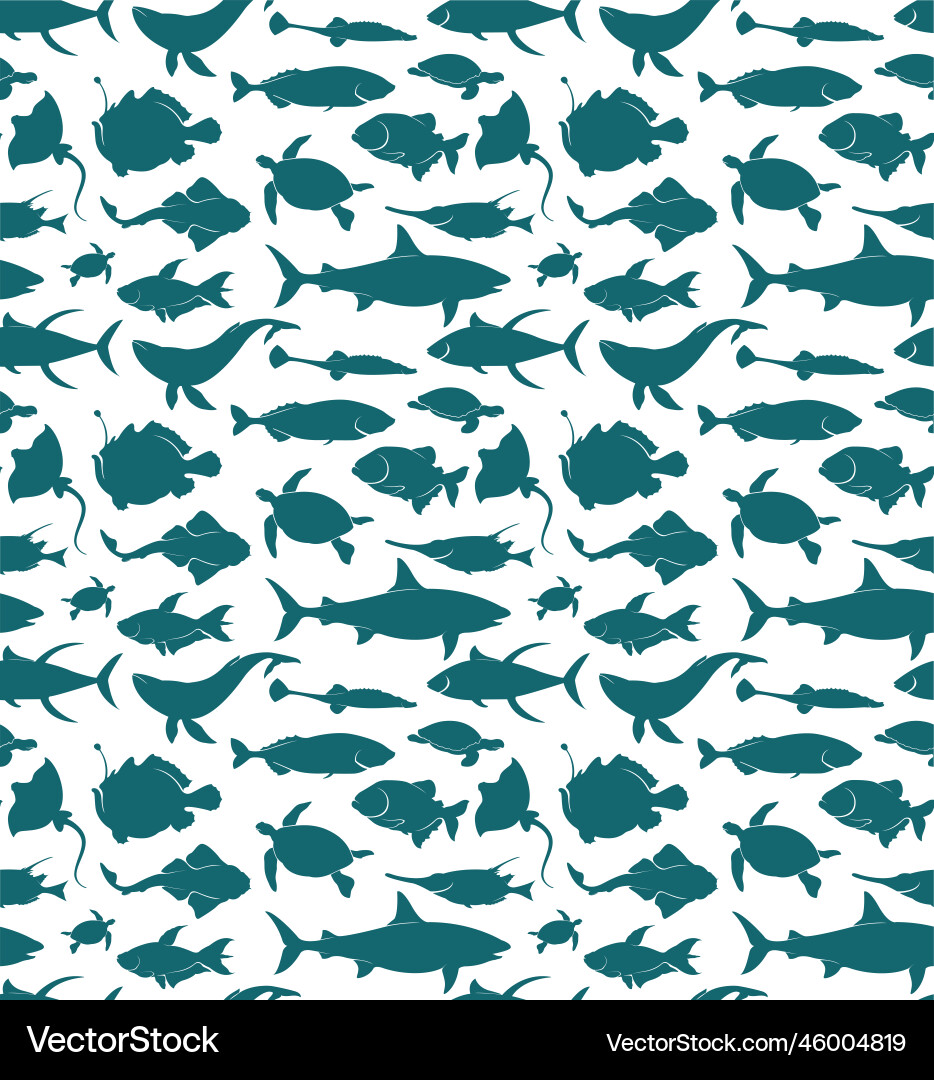 Blue fish pattern Royalty Free Vector Image - VectorStock