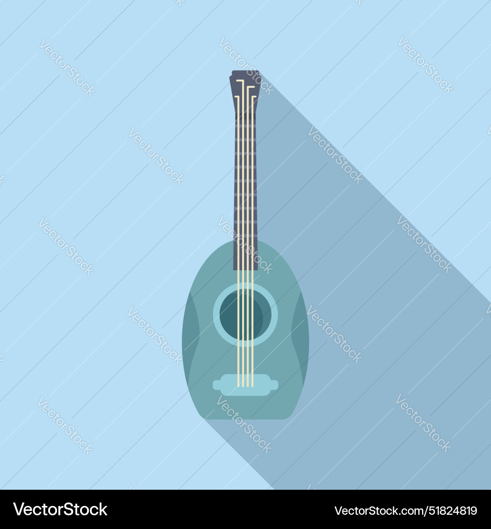 Blue ukulele casting long shadow Royalty Free Vector Image