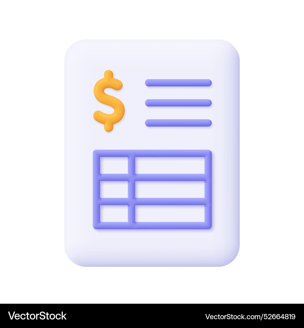 Document with spreadsheet and dollar sign bank Vector Image