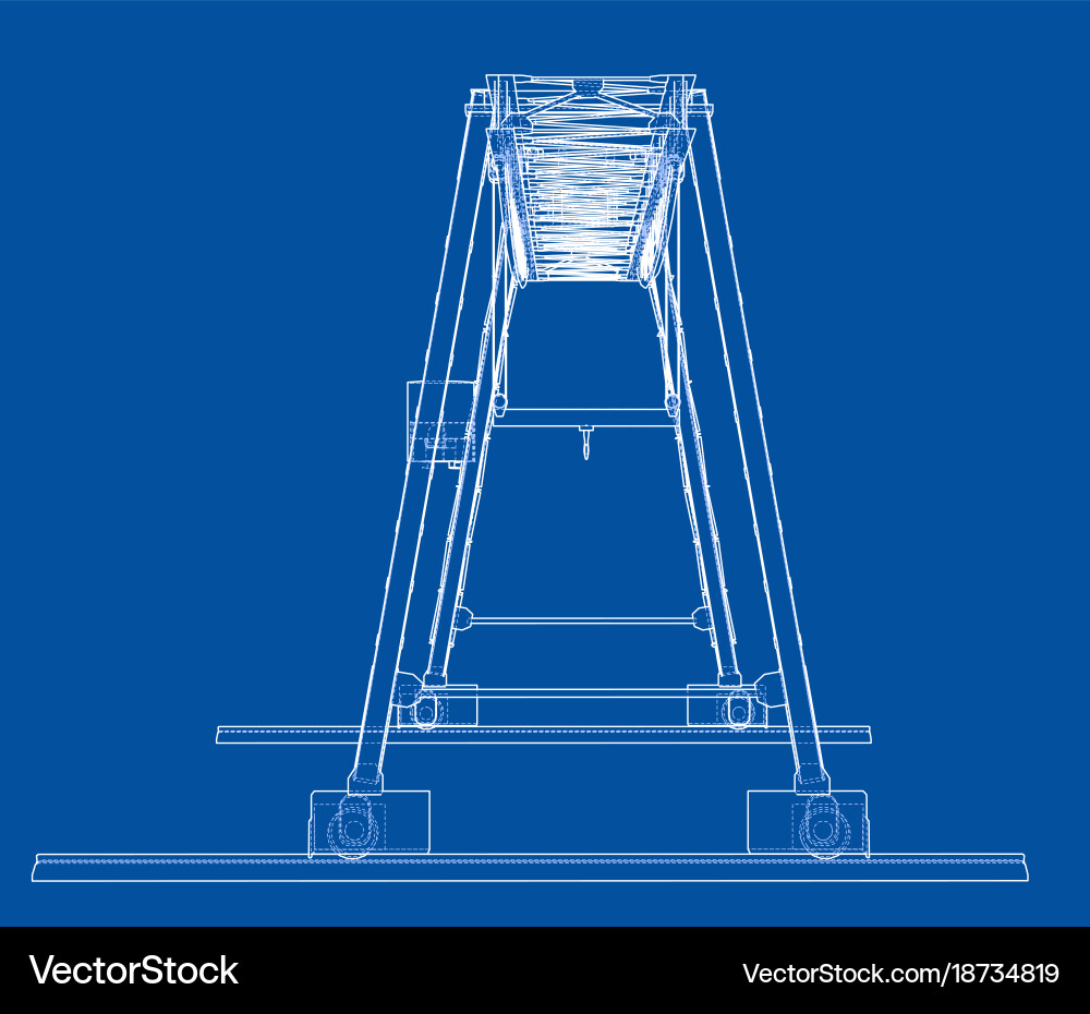 Gantry crane wire-frame eps10 format Royalty Free Vector