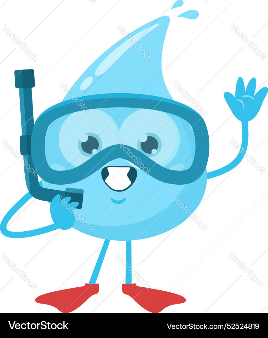 Happy blue water drop cartoon character Royalty Free Vector