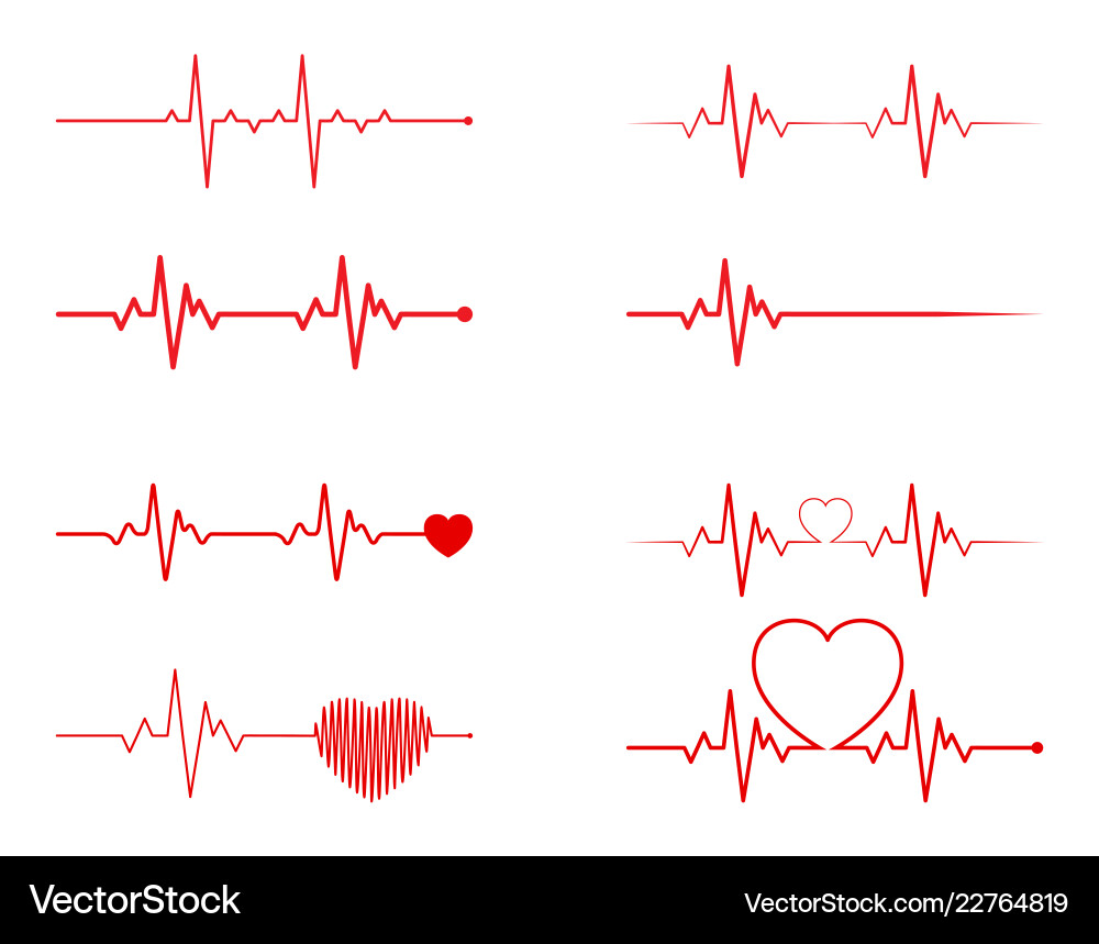 Heart rhythm set electrocardiogram ecg - ekg Vector Image