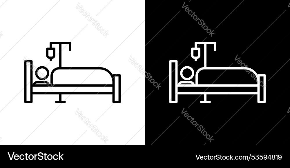 Hospitalized thin line icon set Royalty Free Vector Image