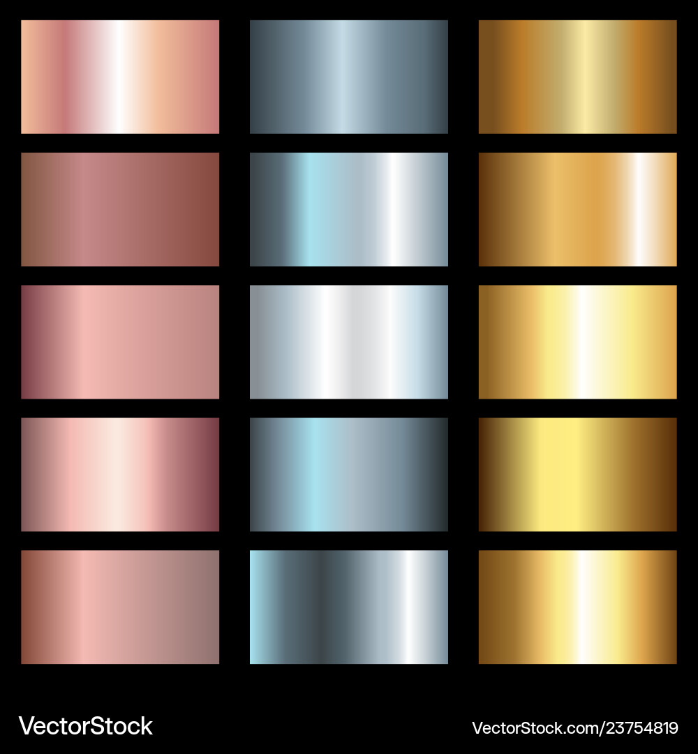 Metals gradients Royalty Free Vector Image - VectorStock