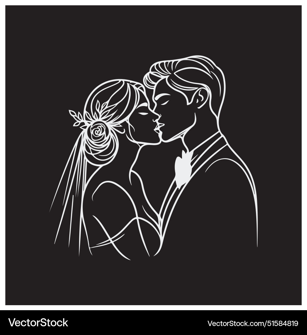 One continuous drawn line wedding from Royalty Free Vector
