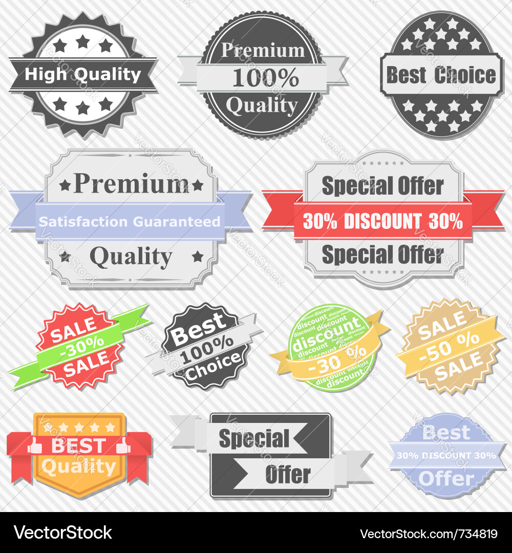 Premium quality and sale labels Royalty Free Vector Image