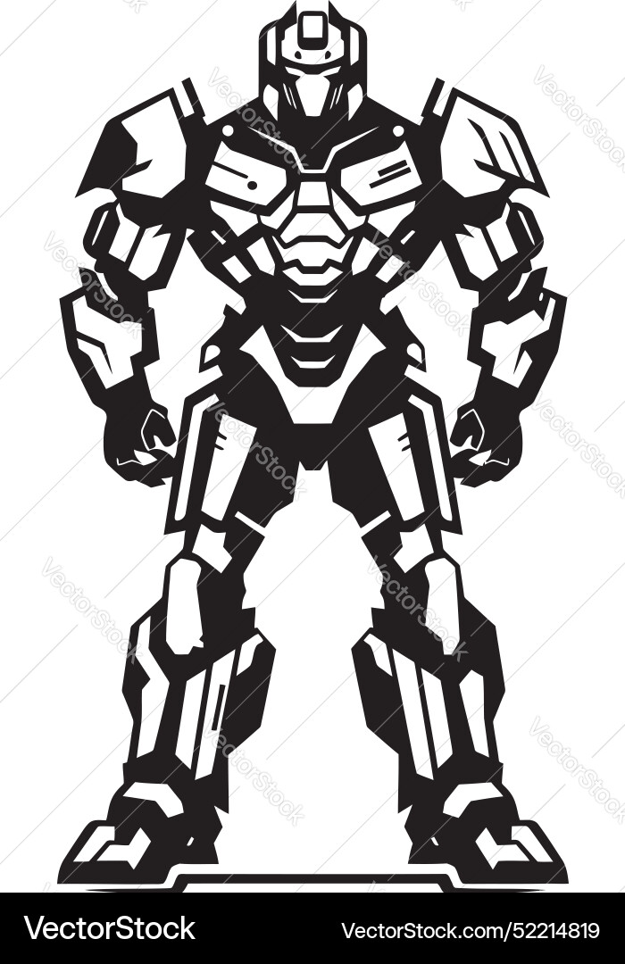 Sleek sentinel black armed robot iconic emblem Vector Image
