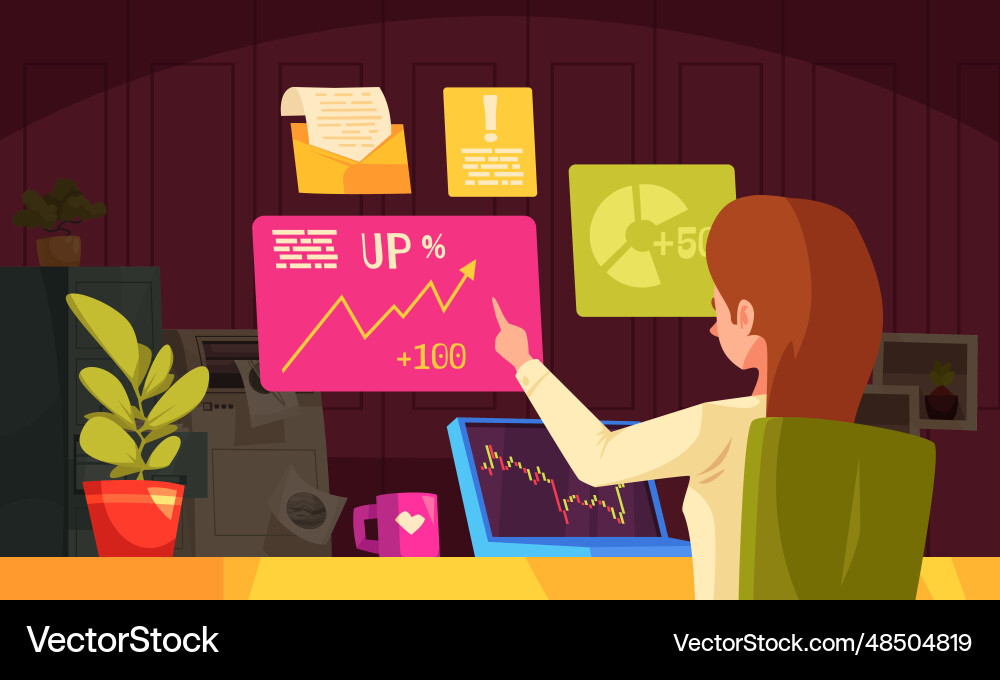 Stock market cartoon Royalty Free Vector Image
