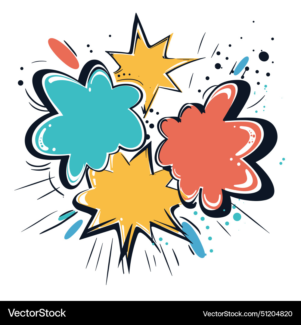 Colorful comic book style explosion speech bubbles