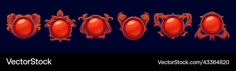 Game level or avatar frames ui icons buttons set Vector Image