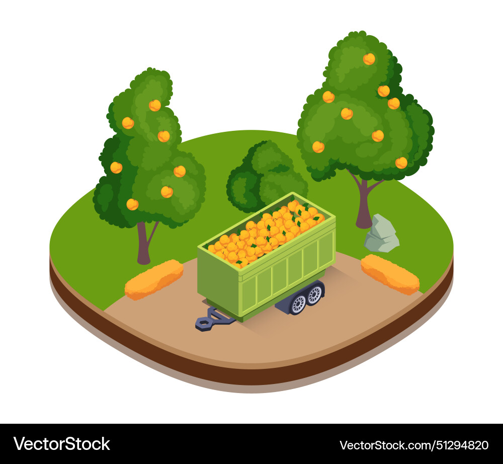 Isometric of a harvest scene Royalty Free Vector Image