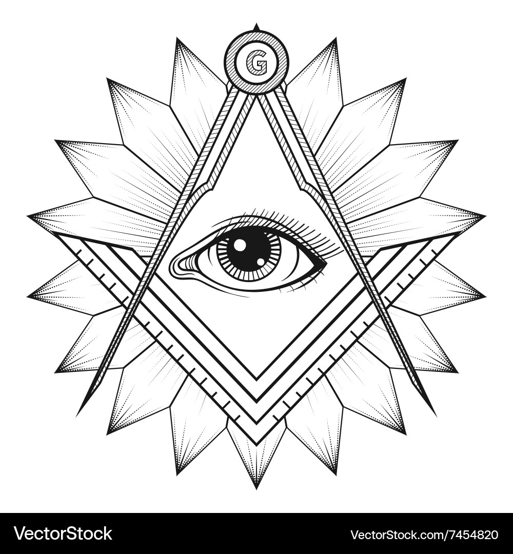 Masonic square and compass symbol freemason Vector Image