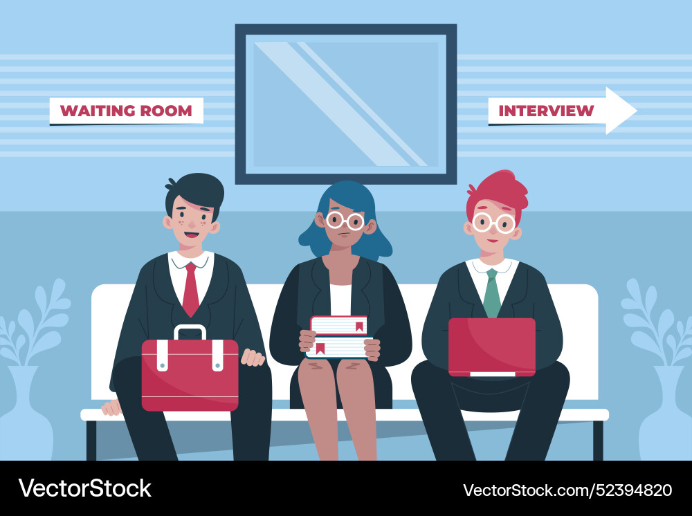 People waiting for job interview Royalty Free Vector Image