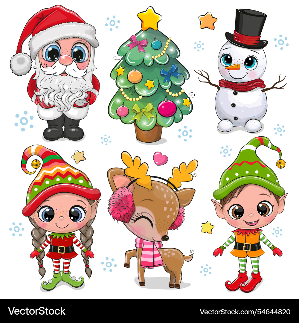 Set of cute christmas design elements Royalty Free Vector