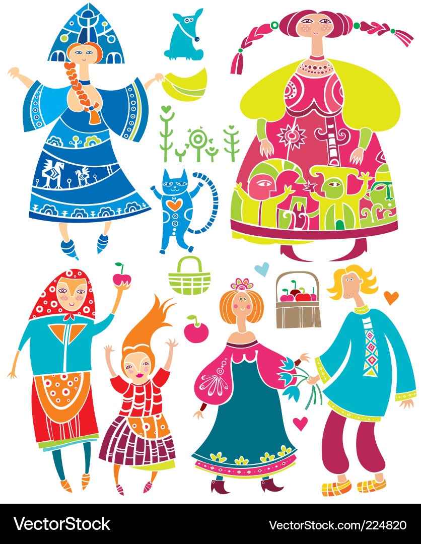 Slavonic Cartoon Characters Royalty Free Vector Image