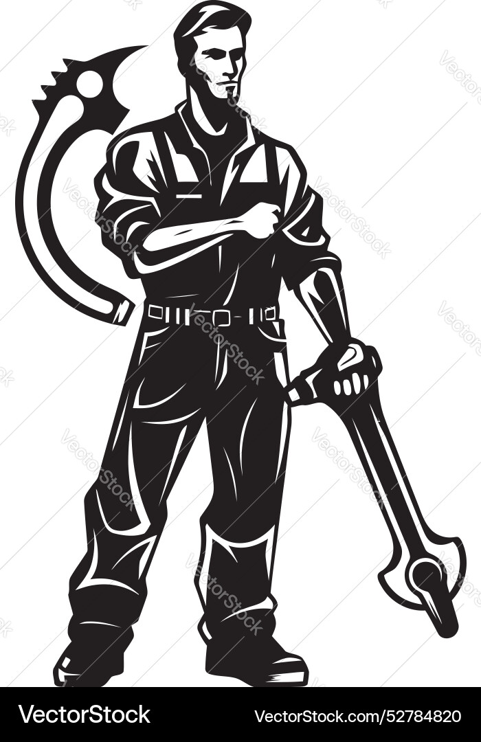 Strength in unity logo of industrial workers Vector Image