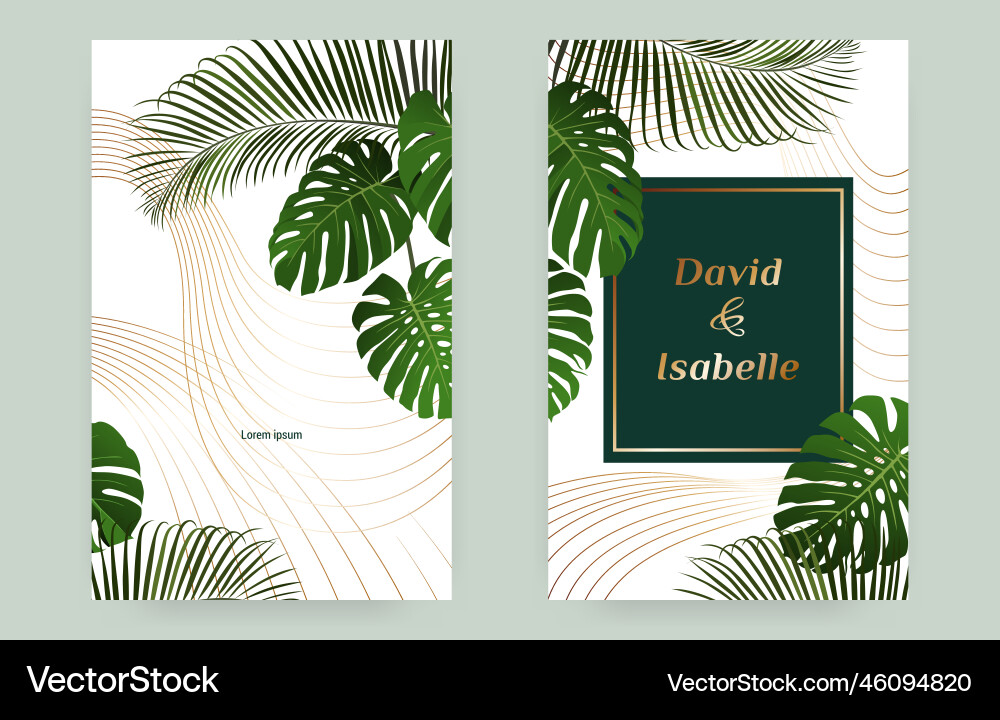 Summer tropic border wedding invitation cards Vector Image