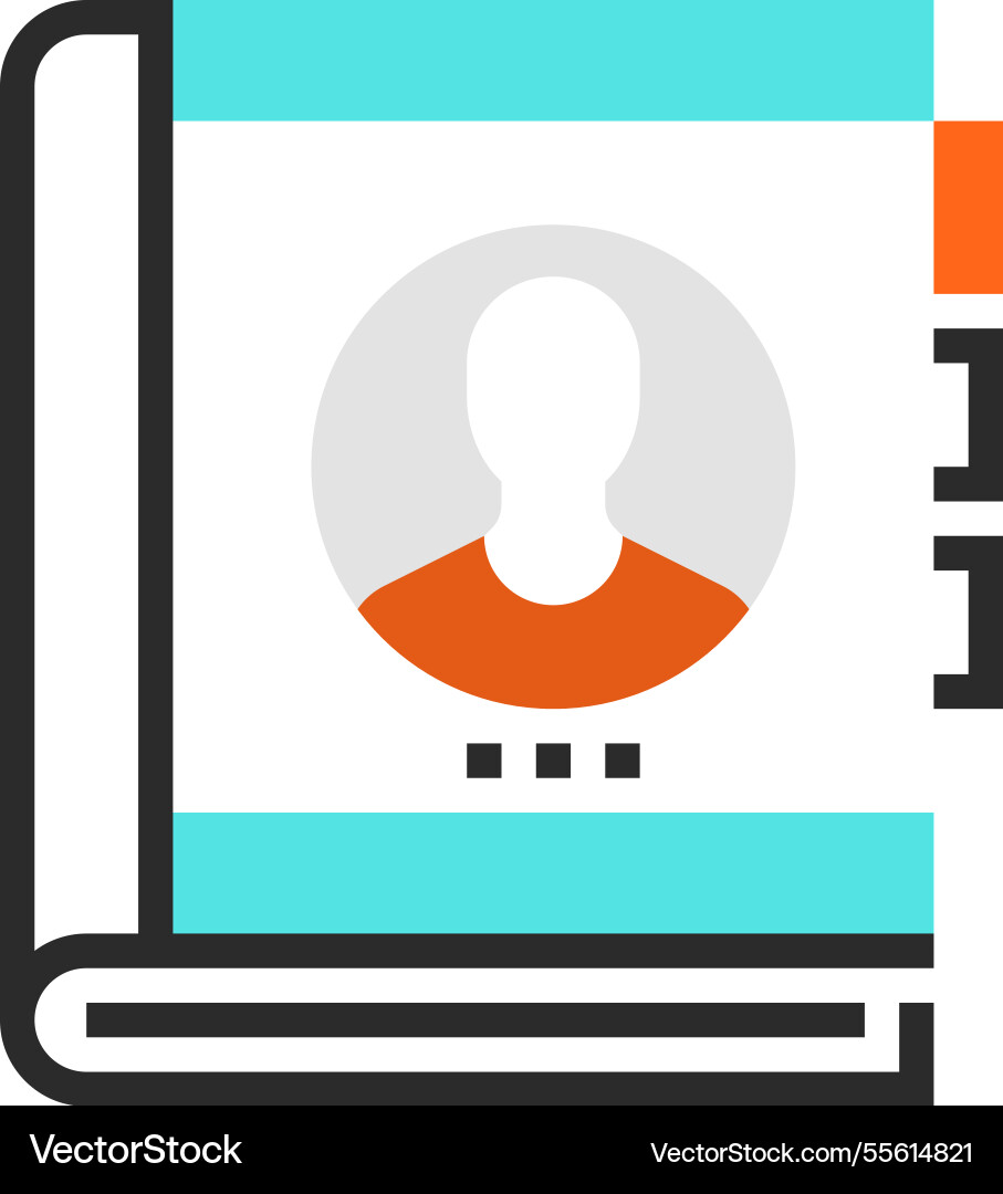 Contact list flat line web icon concept Royalty Free Vector