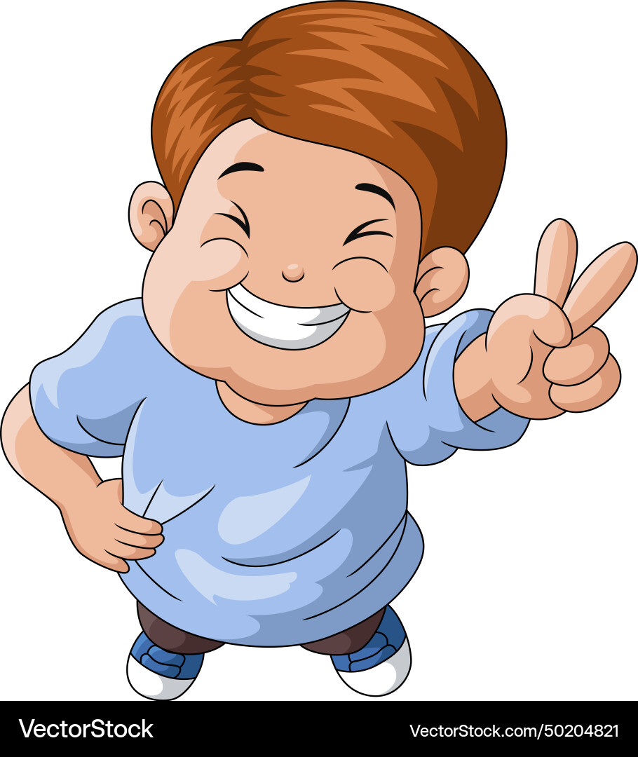 Cute fat boy cartoon on white background Vector Image