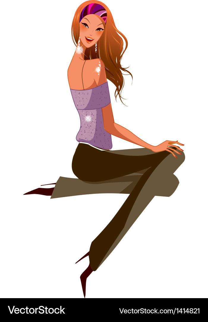 Elegant woman sitting Royalty Free Vector Image