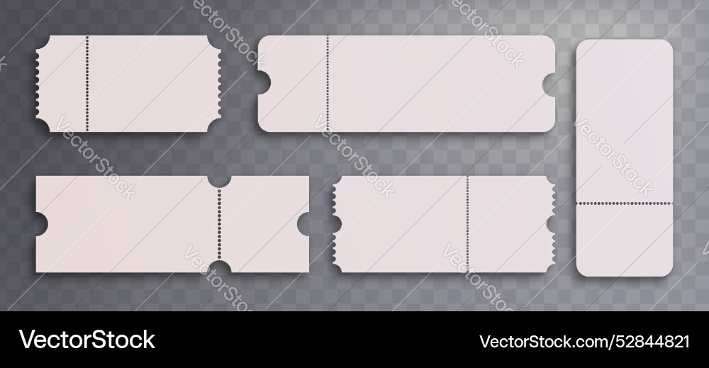 Empty white coupon and ticket mockup Royalty Free Vector