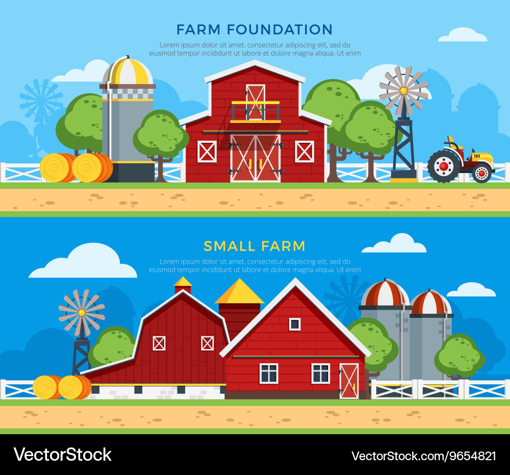 Farm Banners - Countryside Scene Royalty Free Vector Image