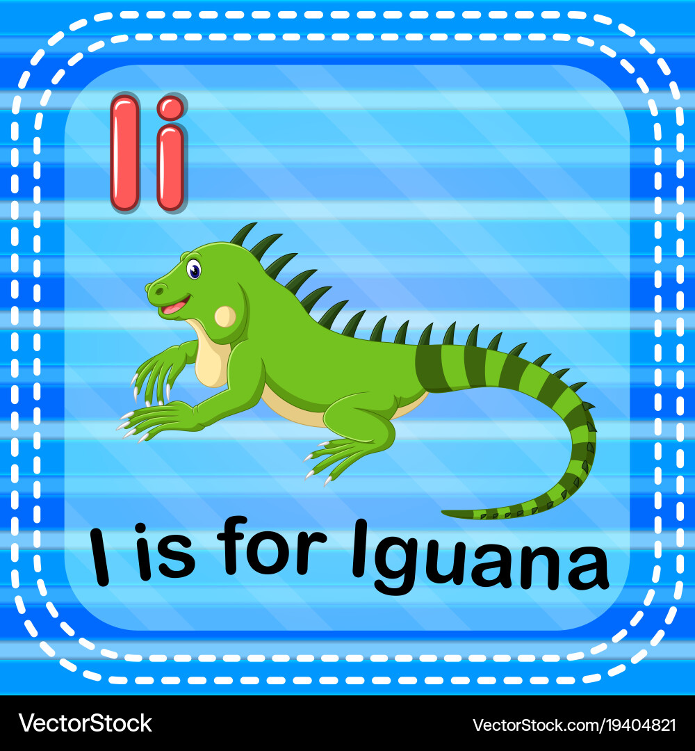 Flashcard letter i is for iguana Royalty Free Vector Image