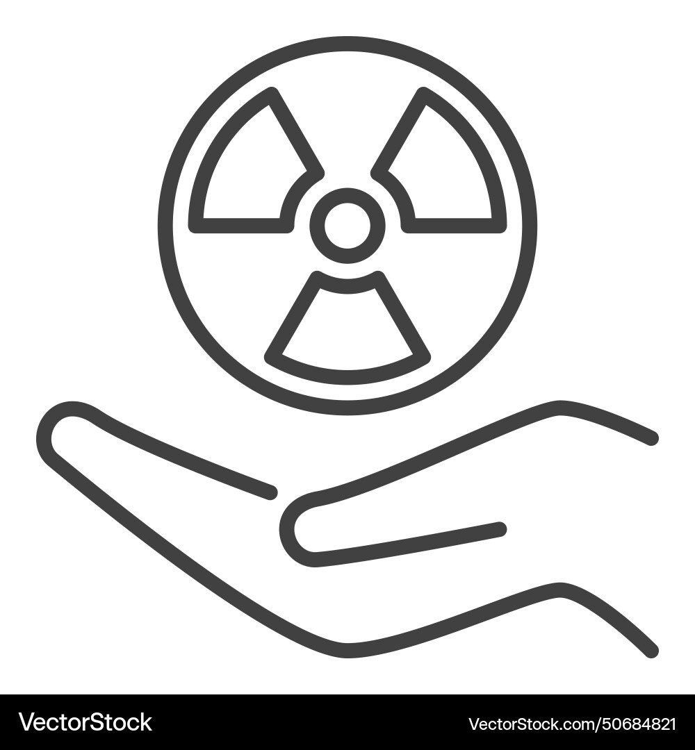 Hand with round radiation symbol outline icon Vector Image