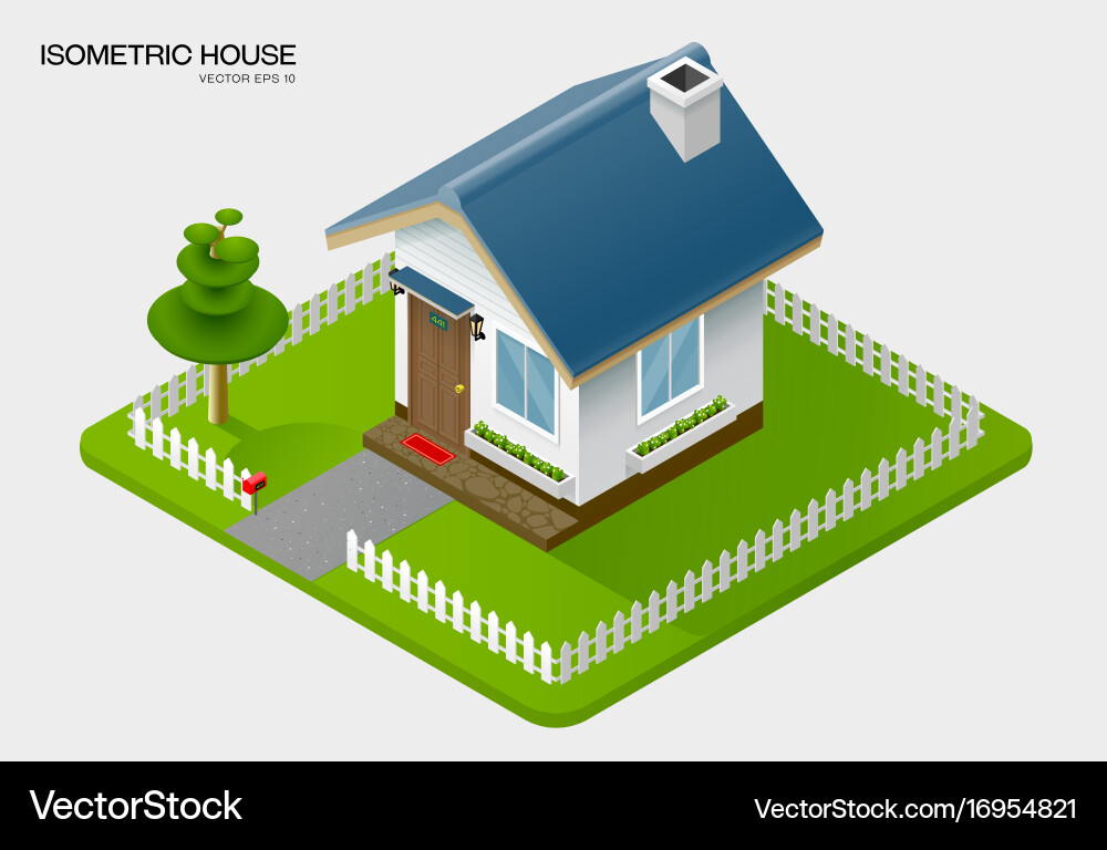 Isometric house on ground Royalty Free Vector Image