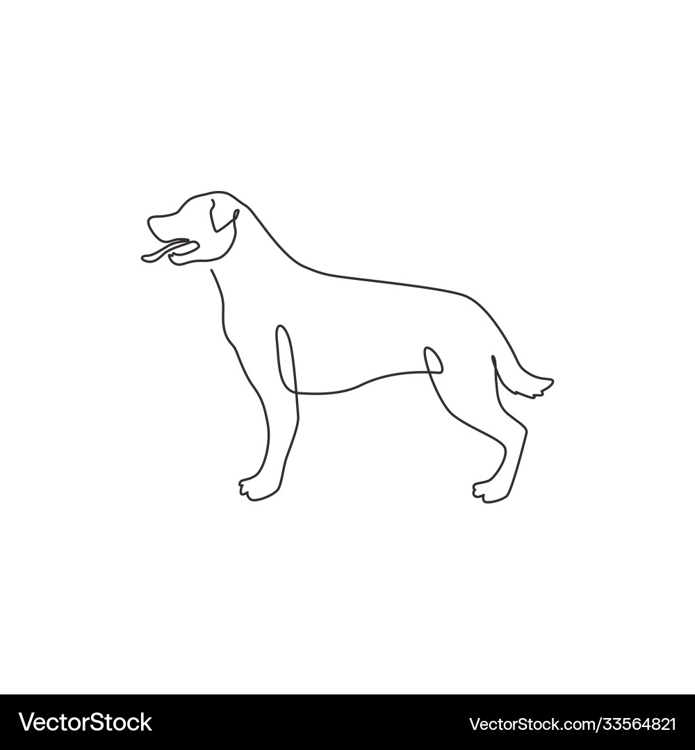One continuous line drawing fierce rottweiler Vector Image