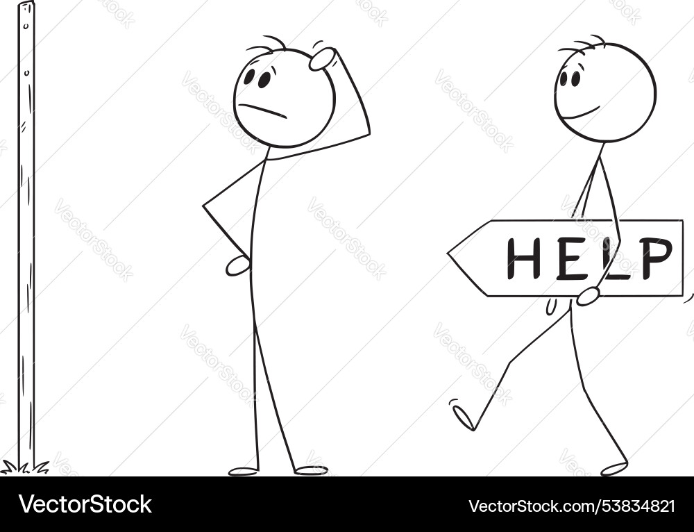 Person Seeking Assistance Cartoon Royalty Free Vector Image