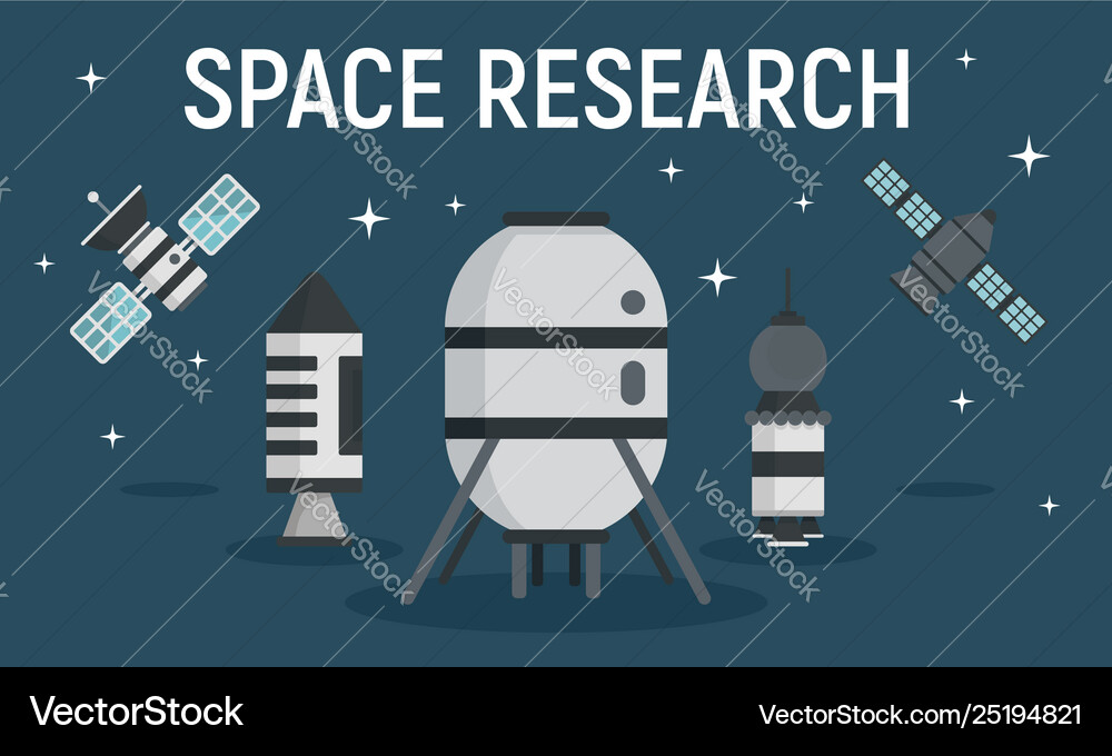 Space research equipment concept banner flat Vector Image