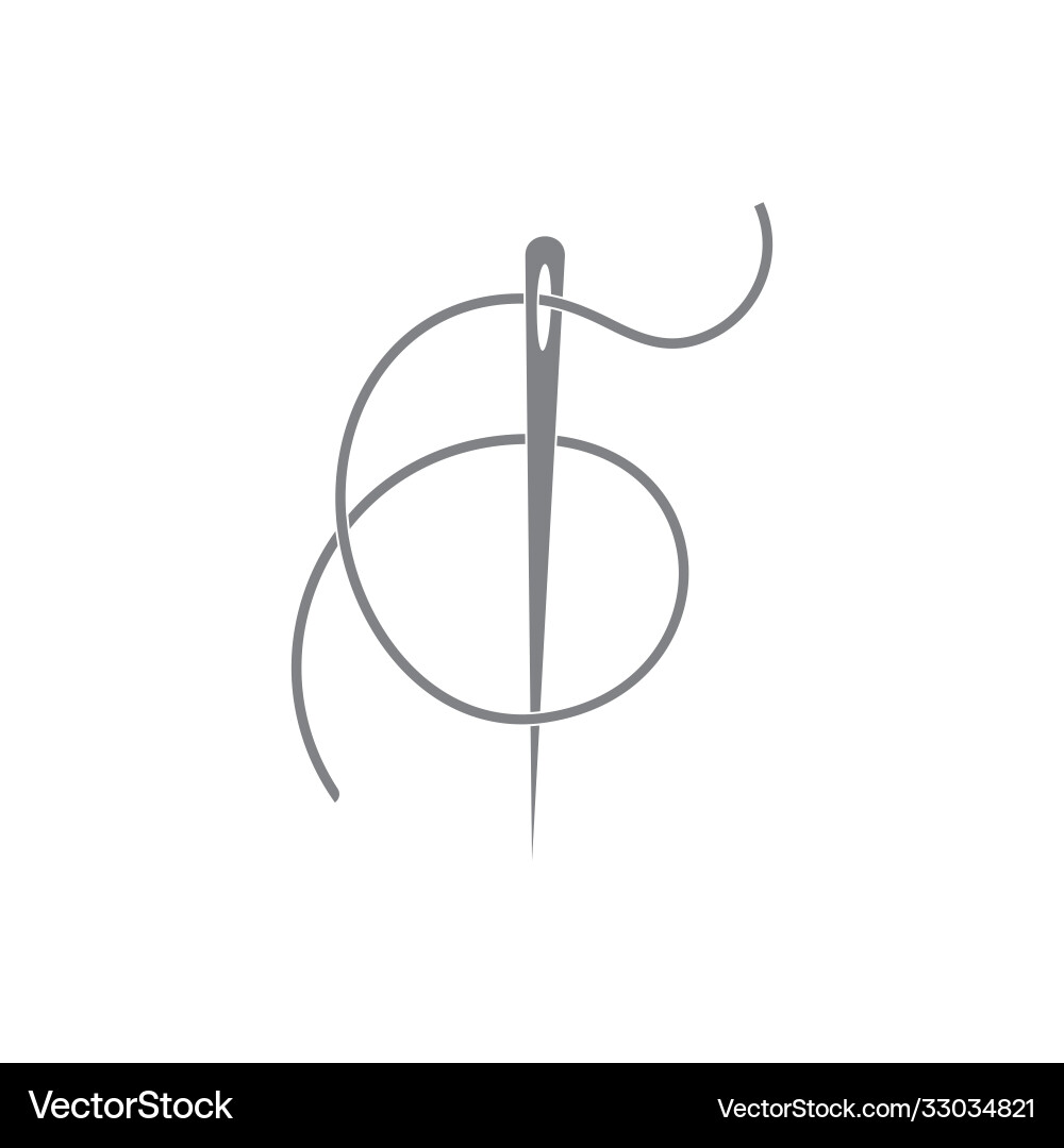 Thread and needle simple logo Royalty Free Vector Image