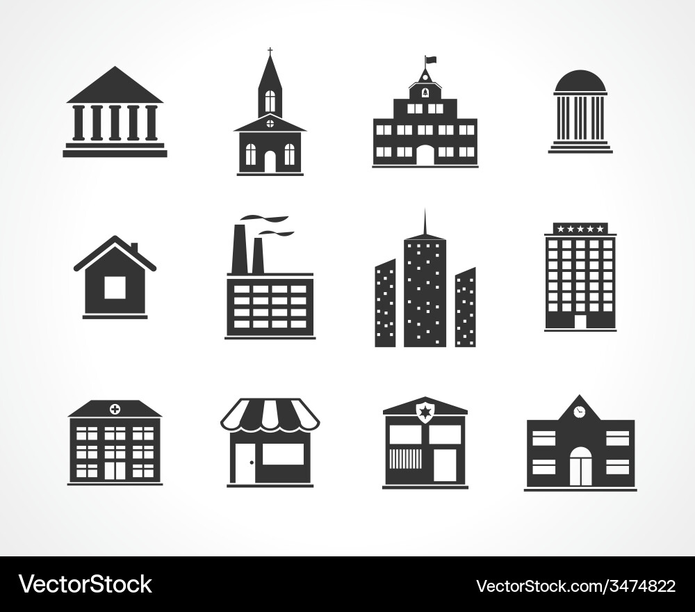 Building icons Royalty Free Vector Image - VectorStock
